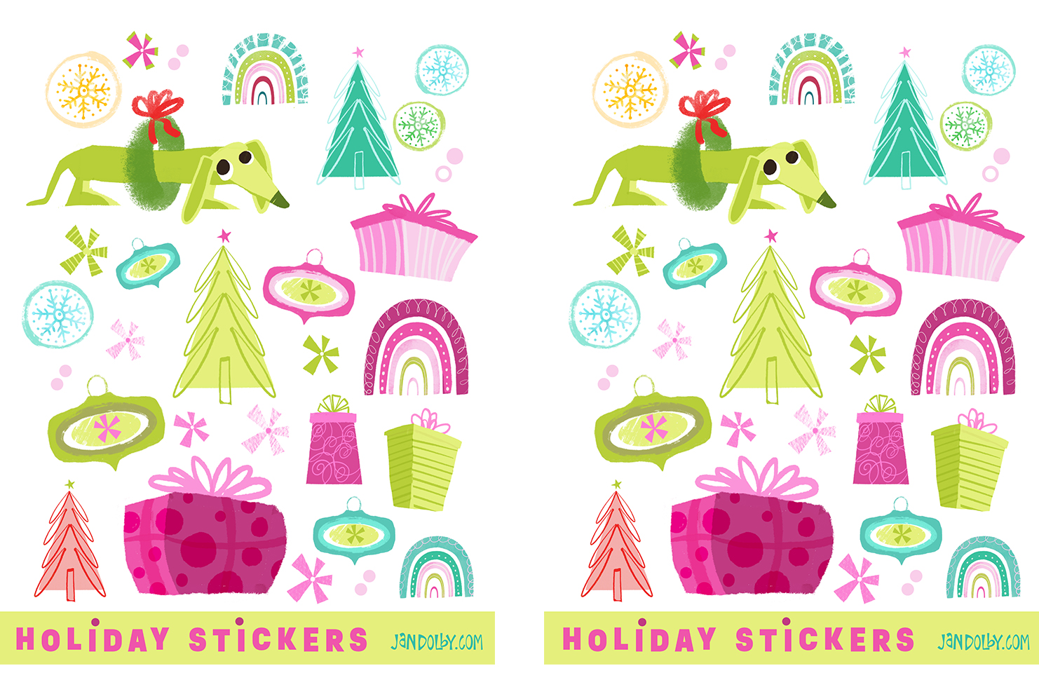 Seasonal Illustrated Stickers - Jan Dolby